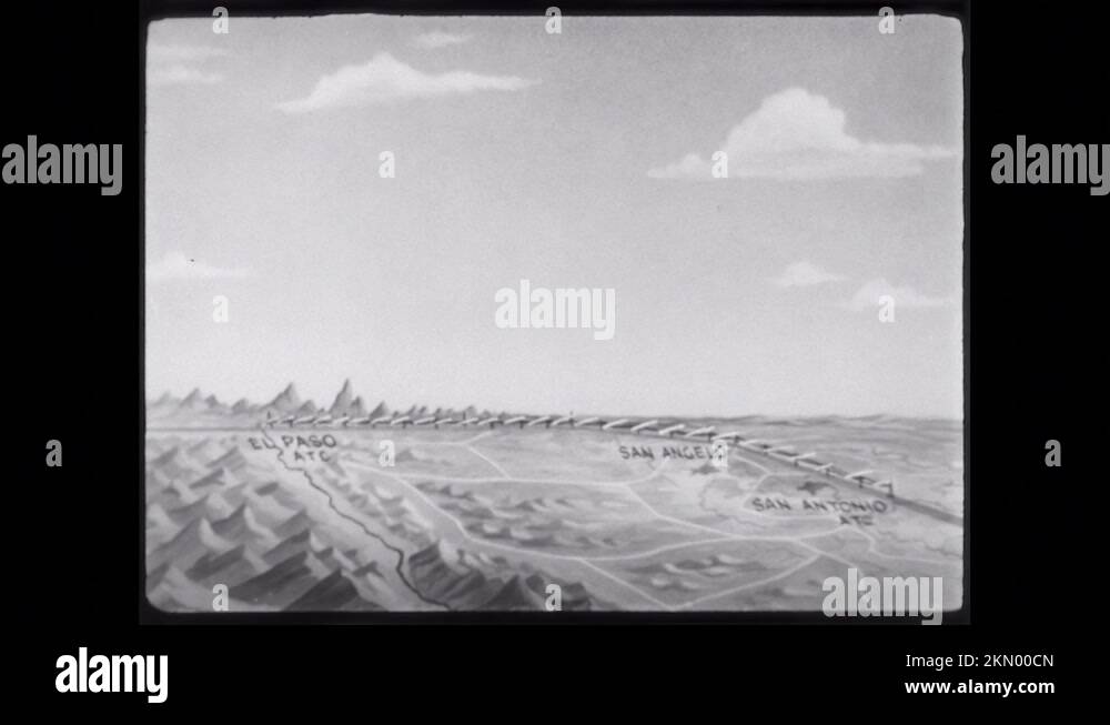 1950s: Animated illustration of airplane flight path. Air Traffic ...