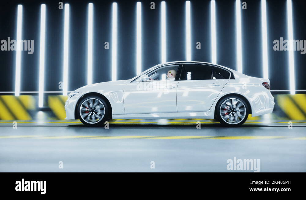 Generic 3d car crash test. Car destruction. Realistic 4k animation ...