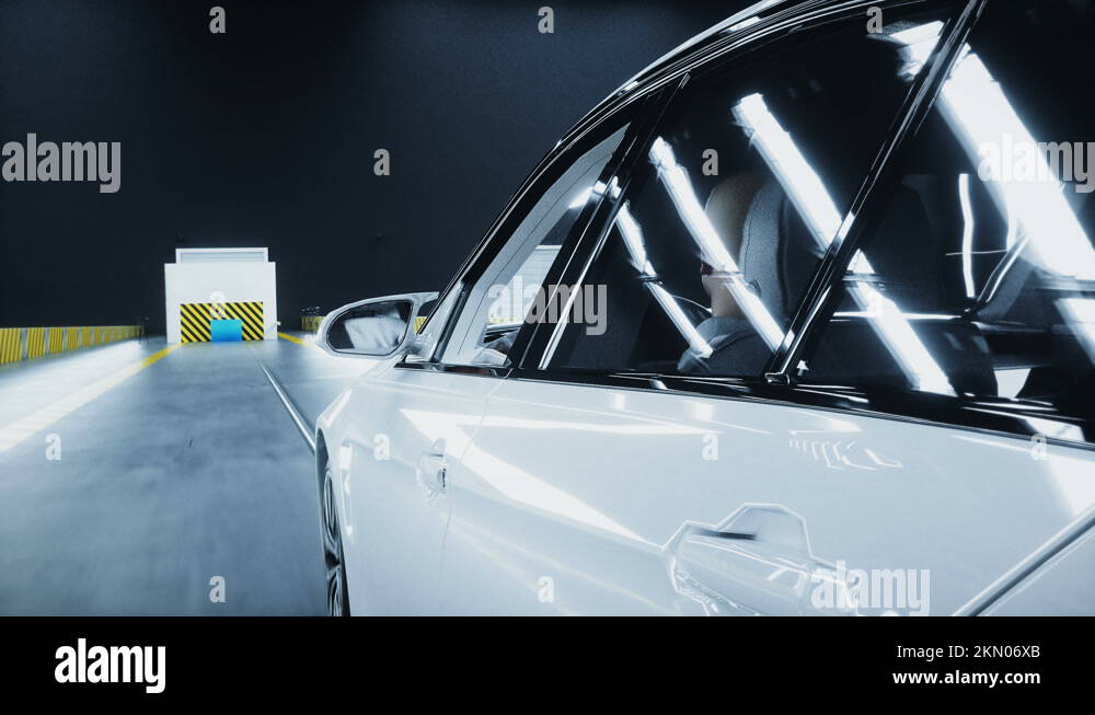 Generic 3d car crash test. Car destruction. Realistic 4k animation ...