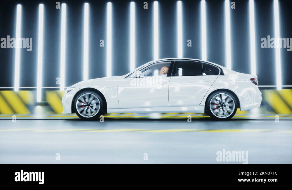 Generic 3d car crash test. Car destruction. Realistic 4k animation ...