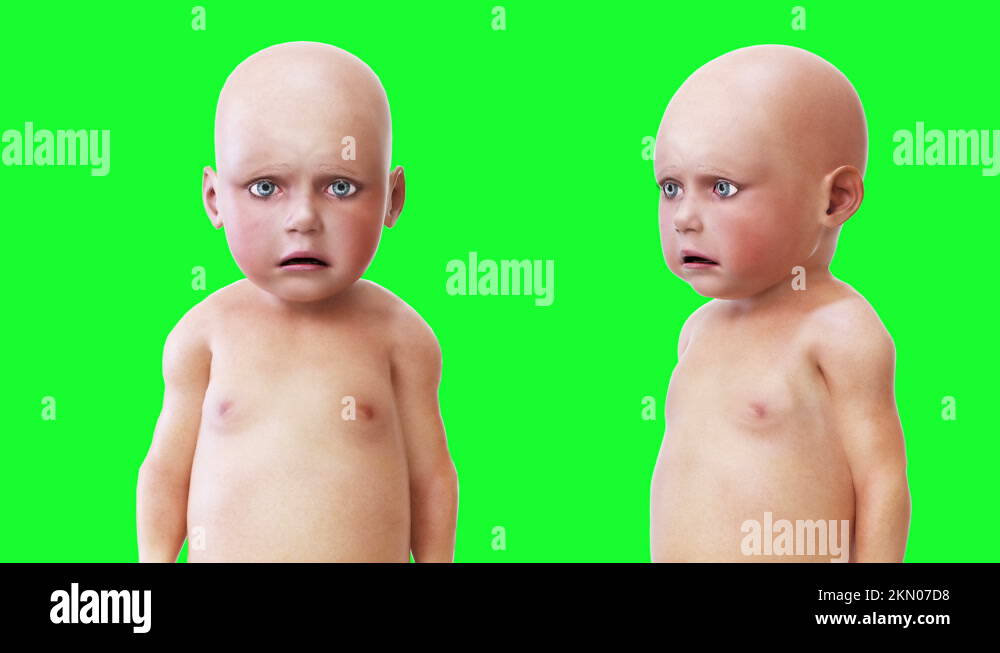 Sad speaking baby, children. Green screen realistic animation Stock ...