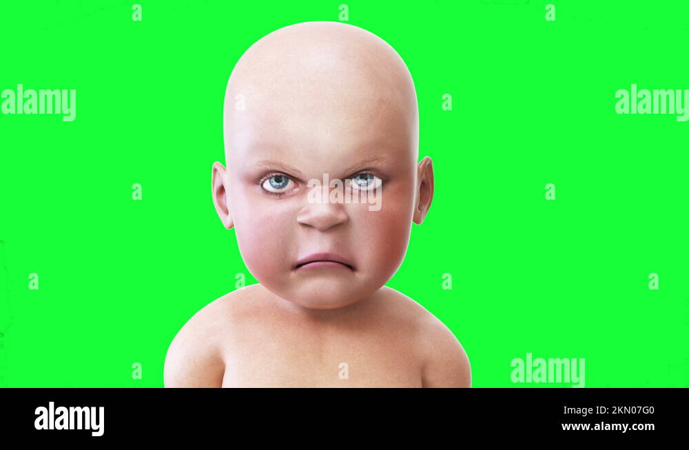 Evil speaking baby, children. Green screen realistic animation Stock ...