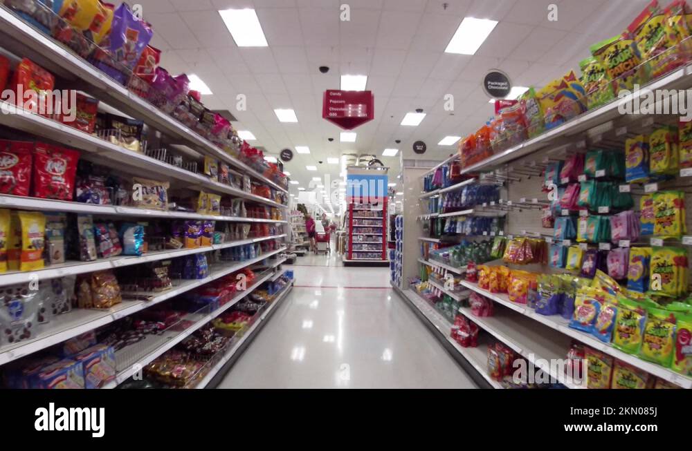 Target retail store interior candy sections Stock Video Footage - Alamy