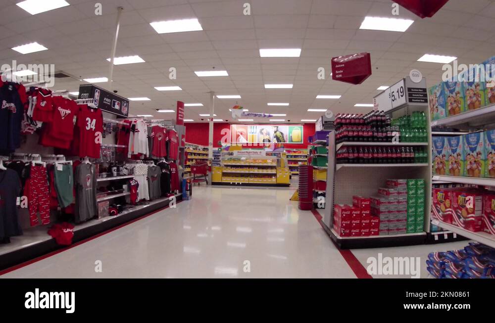 Target retail store interior employee wearing face in the distance ...