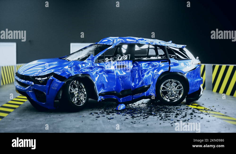 Destroyed car, crash test. Realistic 4k animation Stock Video Footage ...