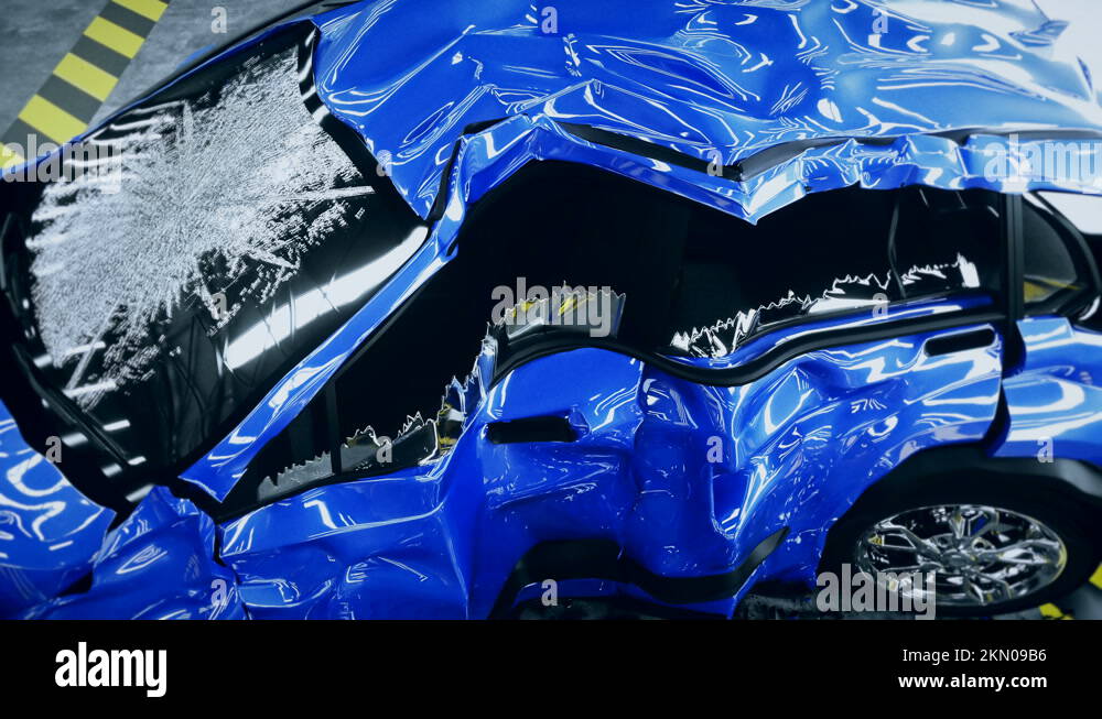 Destroyed car, crash test. Realistic 4k animation Stock Video Footage ...