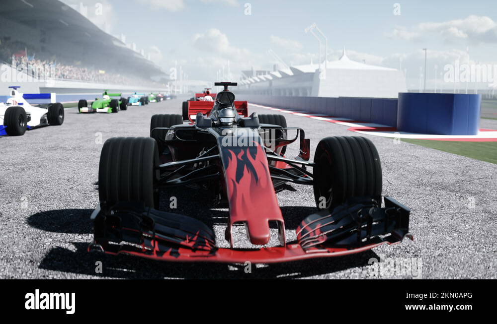 Race car and racer. Start. Success concept. Realistic 4K animation ...