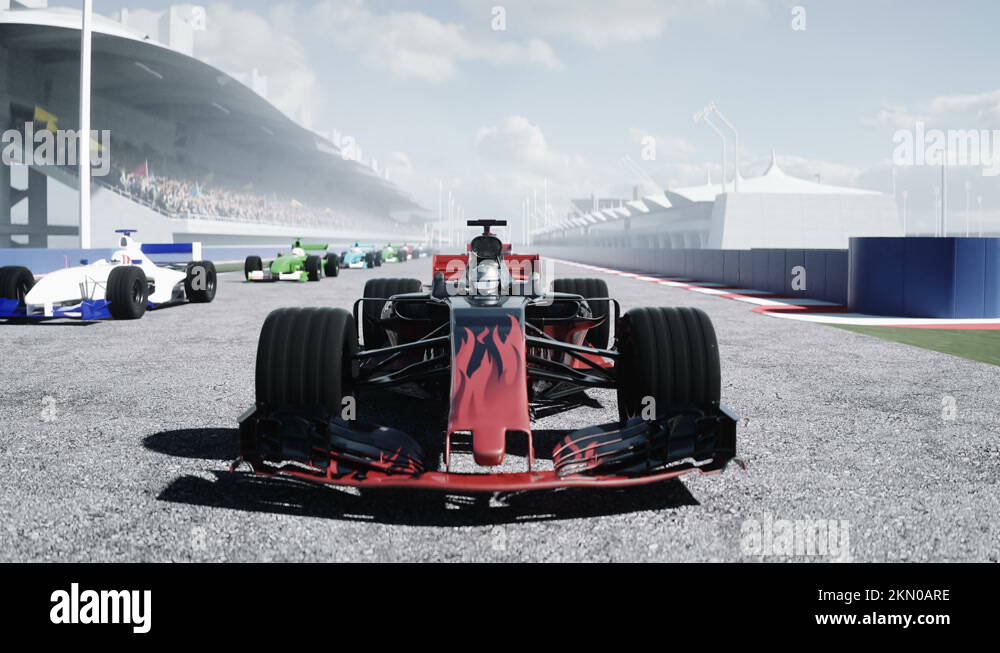 Race car and racer. Start. Success concept. Realistic 4K animation ...