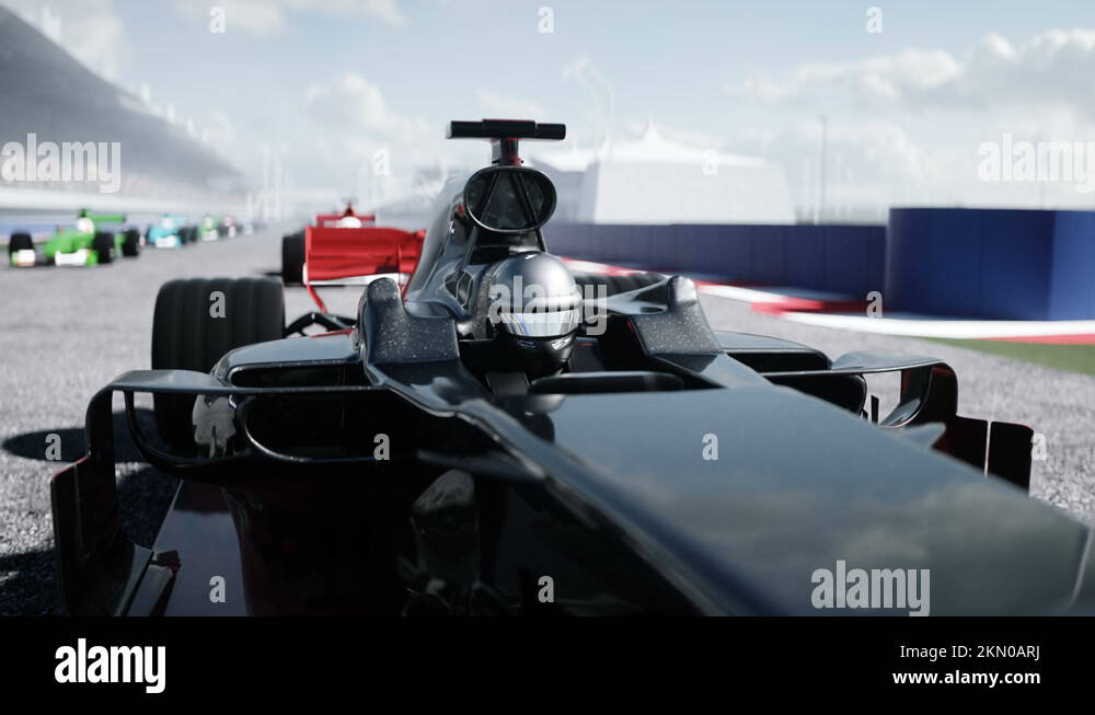 Race car and racer. Start. Success concept. Realistic 4K animation ...