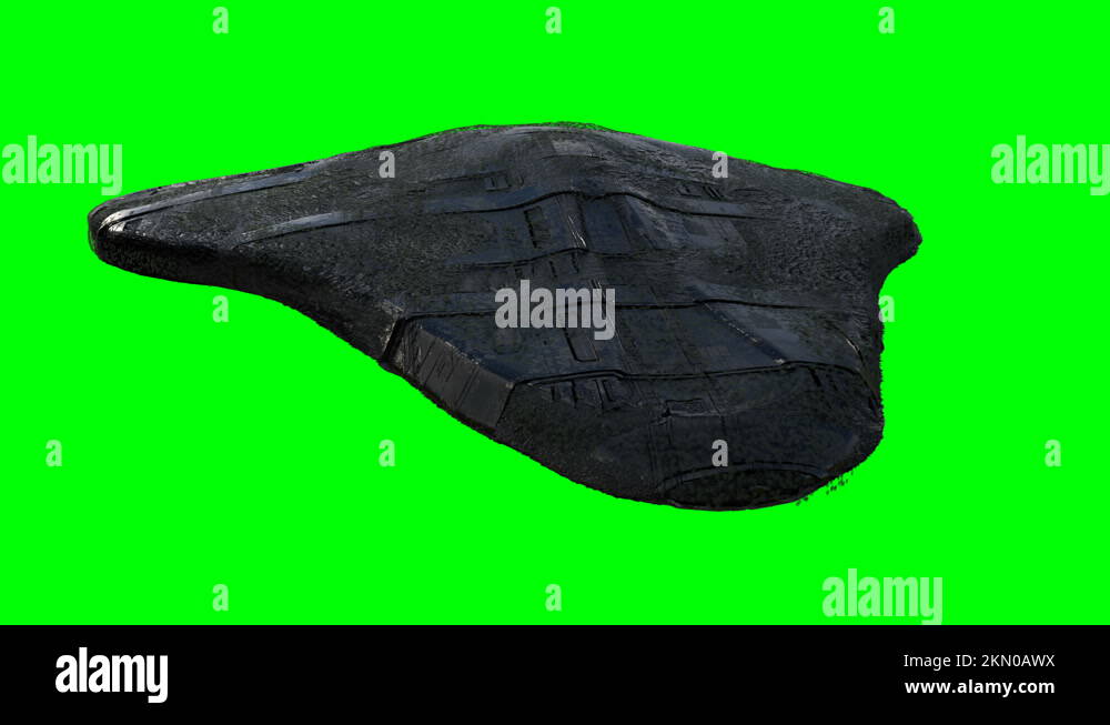 Futuristic alien sci fi ship isolate on green screen. Realistic 4k ...