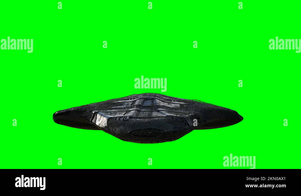 Futuristic alien sci fi ship isolate on green screen. Realistic 4k ...
