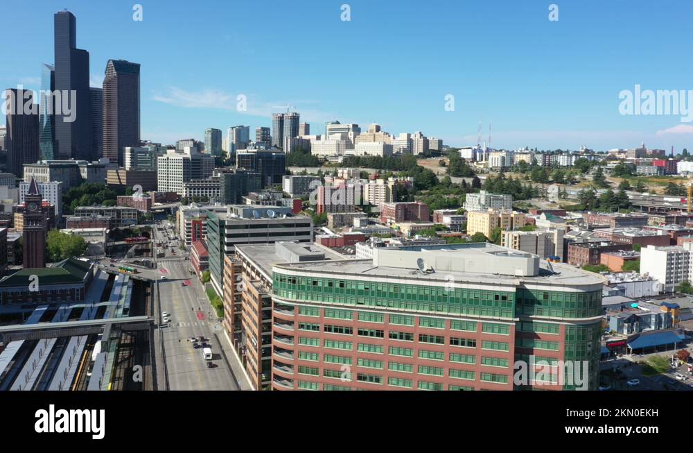 Cinematic 4K aerial drone footage of the King Street Station, Smith ...