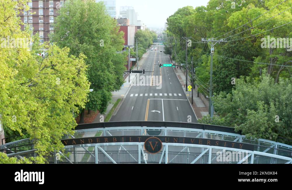 Pedestrian bridge welcome campus entrance Stock Videos & Footage - HD ...