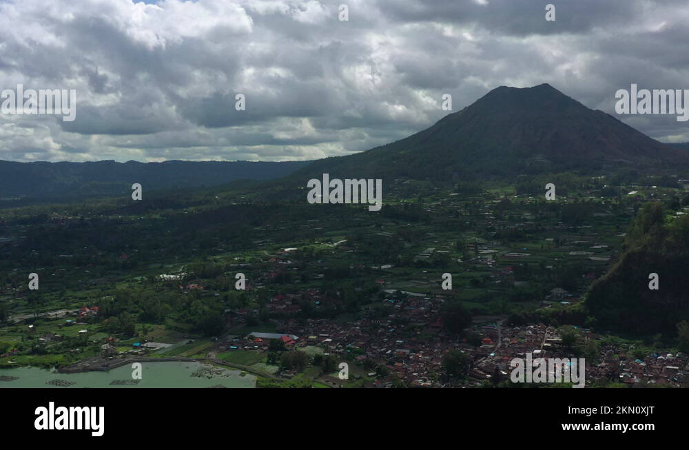 bali island famous volcanic crater lake area aerial panorama 4k ...