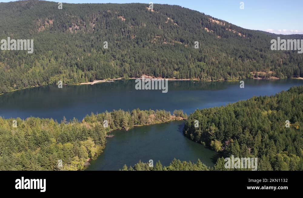 Cinematic 4K aerial drone pan footage of Cascade Lake and Moran State ...