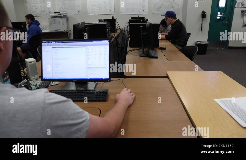 Student students computers teaching classroom learn learning Stock ...