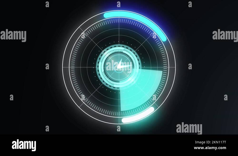 Animation of scope scanning with clock over black background Stock Video Footage - Alamy
