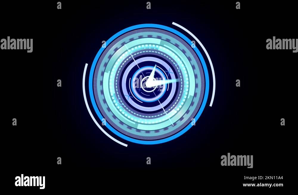 Animation of scope scanning with clock over black background Stock ...