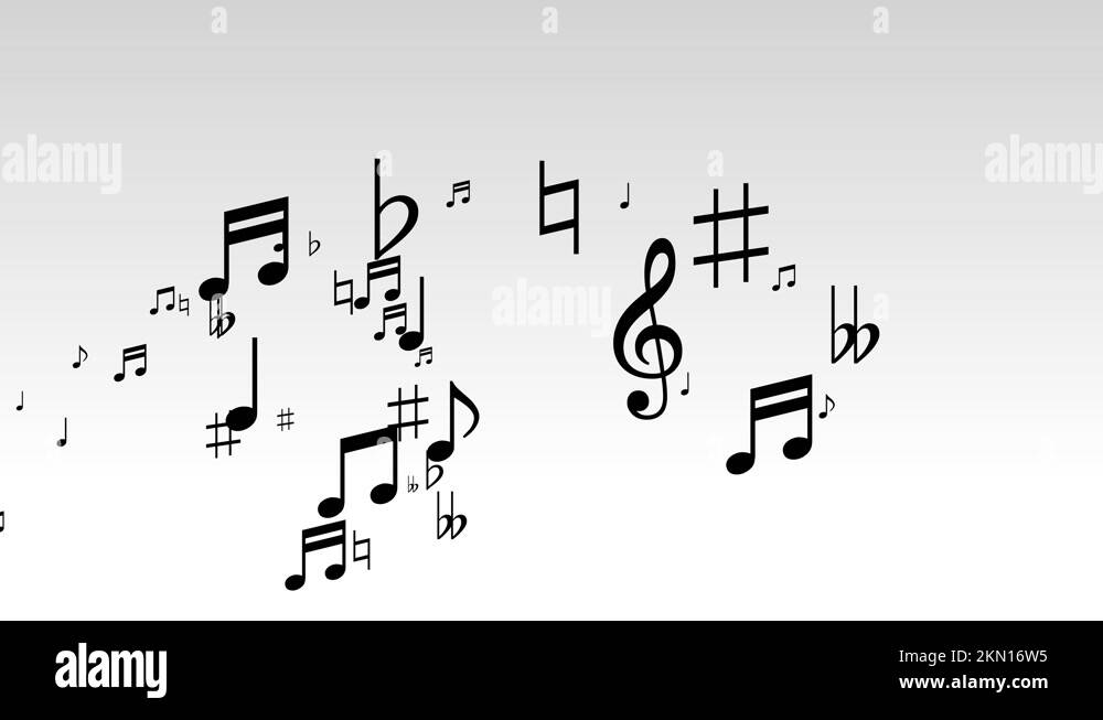 Music Notes Flying Animation on White Background Stock Video Footage ...