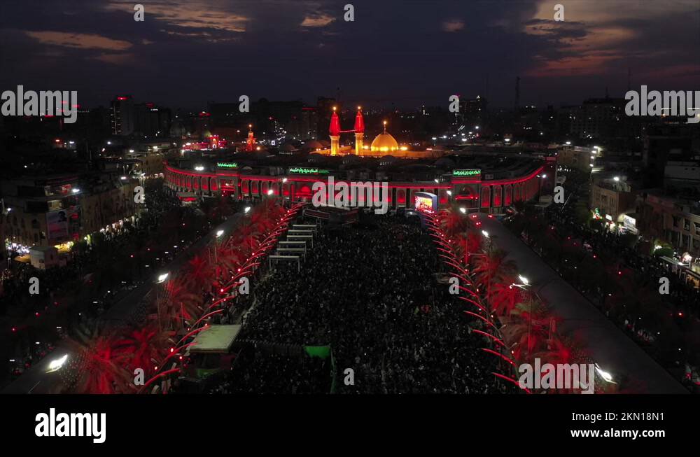 arial view of Imam Hussein Holy Shrine in Karbala iraq Stock Video ...