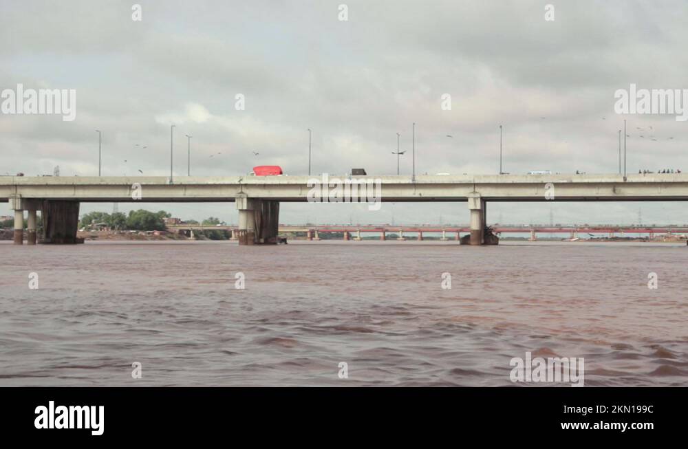 Water Flowing Under Transport Bridge Over The River Ravi In Pakistan ...