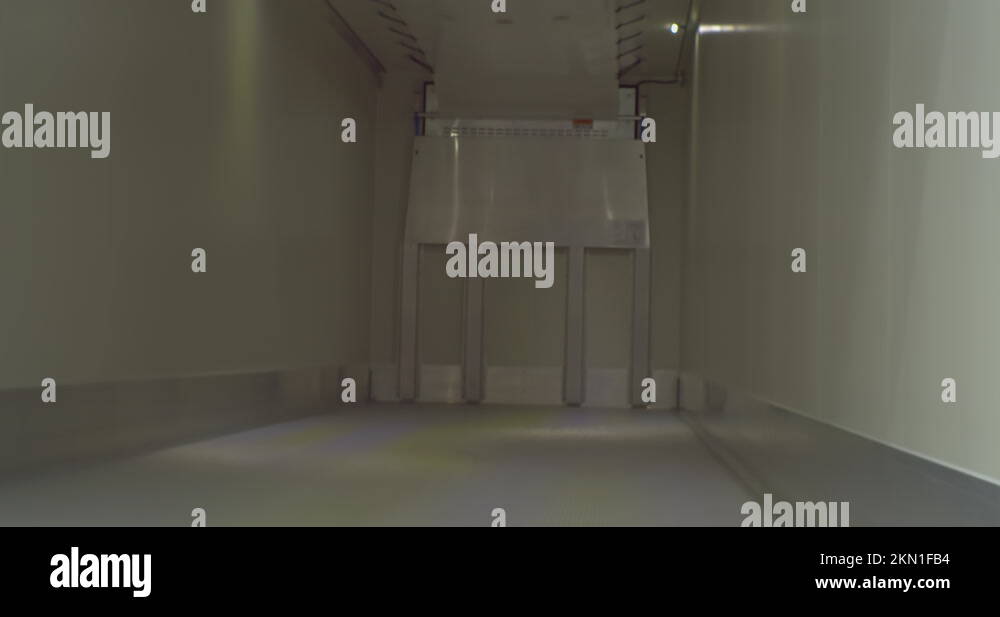 modern freight transport.shot inside a cargo empty clean semi-trailer ...