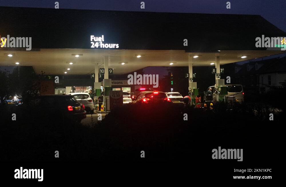 Petroleum shortage panic buying crisis UK supermarket filling station Stock Video Footage - Alamy