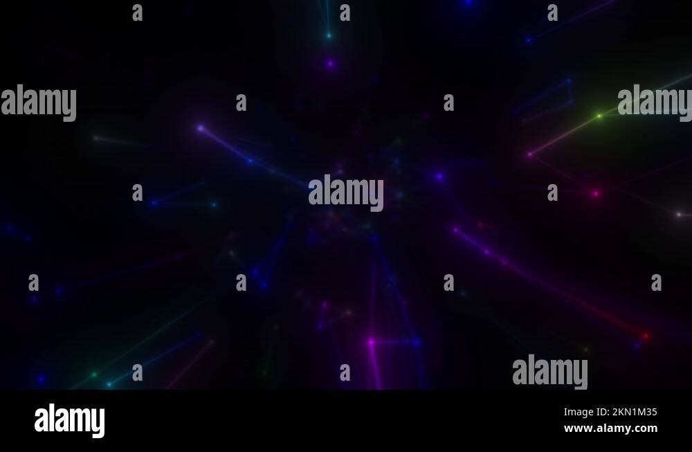 Rotation of a geometric structure made of neon rays. A visualization of ...
