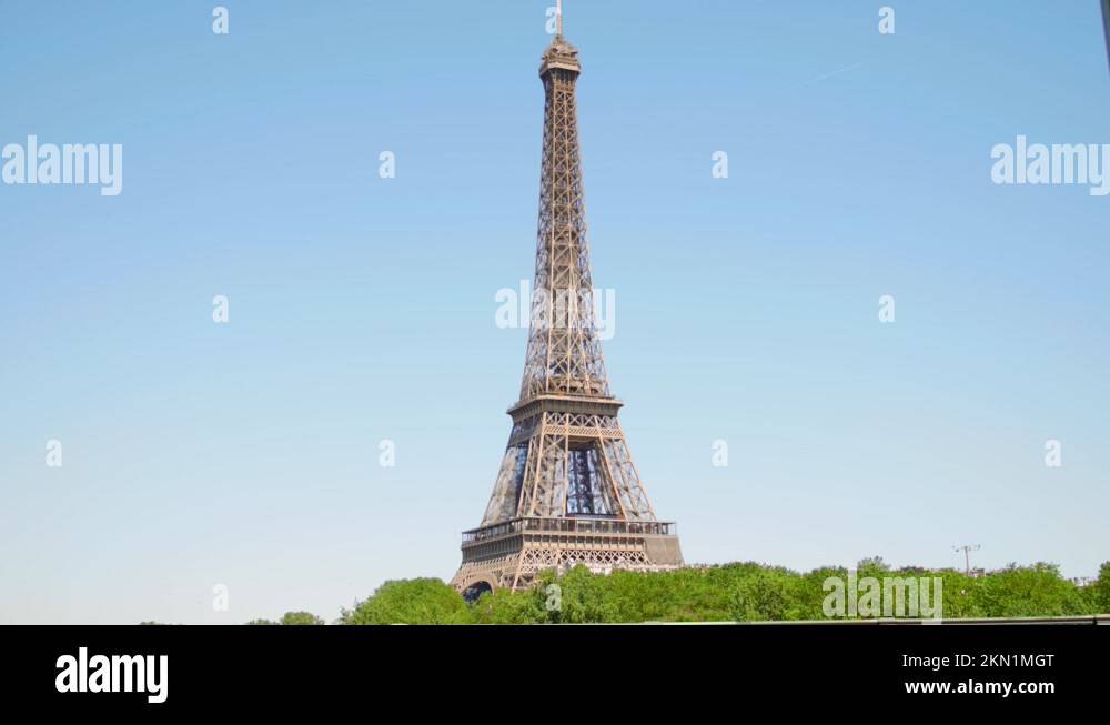 Eiffel Tower captured top-down from a distance; overview of the Eiffel ...