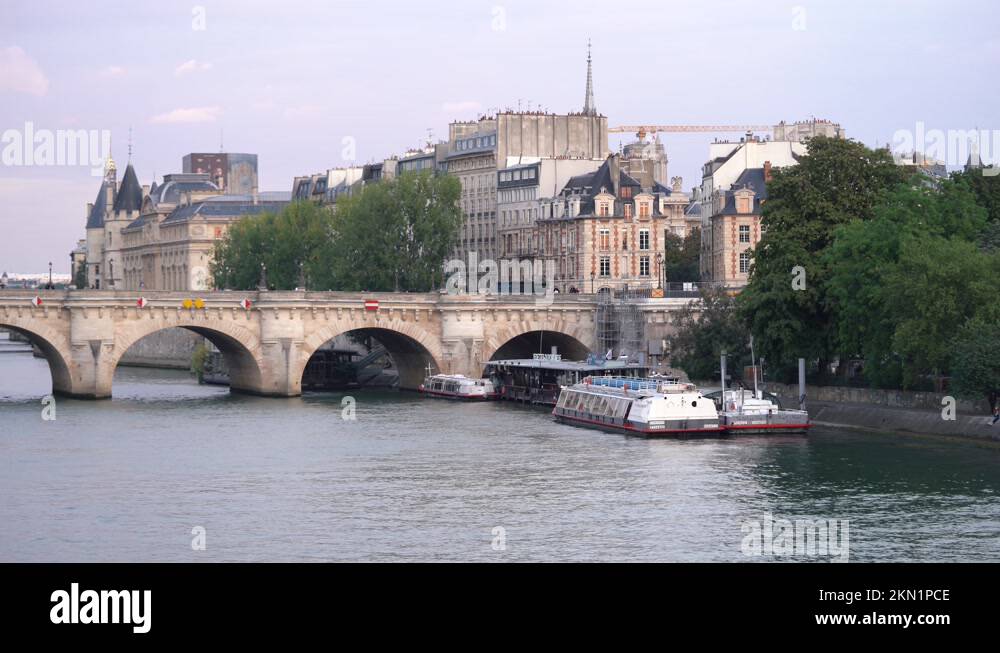 Vedettes du Pont Neuf - Boat Cruise Docked On Square du Vert-Galant In ...