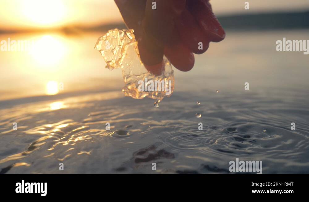 microplastics in water. plastic fragments or particles in ocean. ocean ...