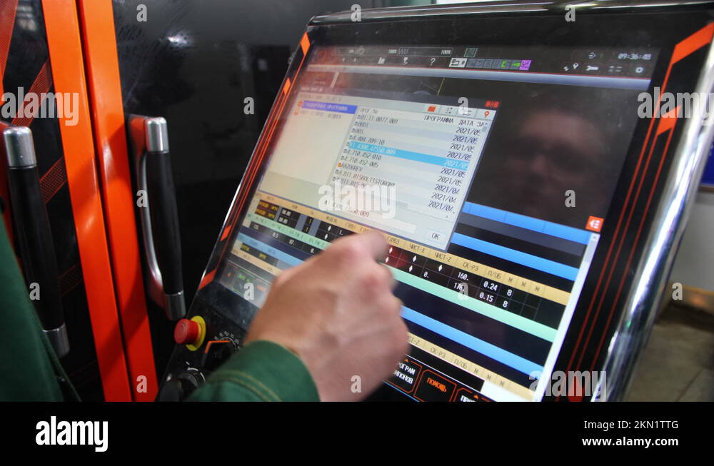 Man presses buttons tuning milling machine tool make detail Stock Video ...