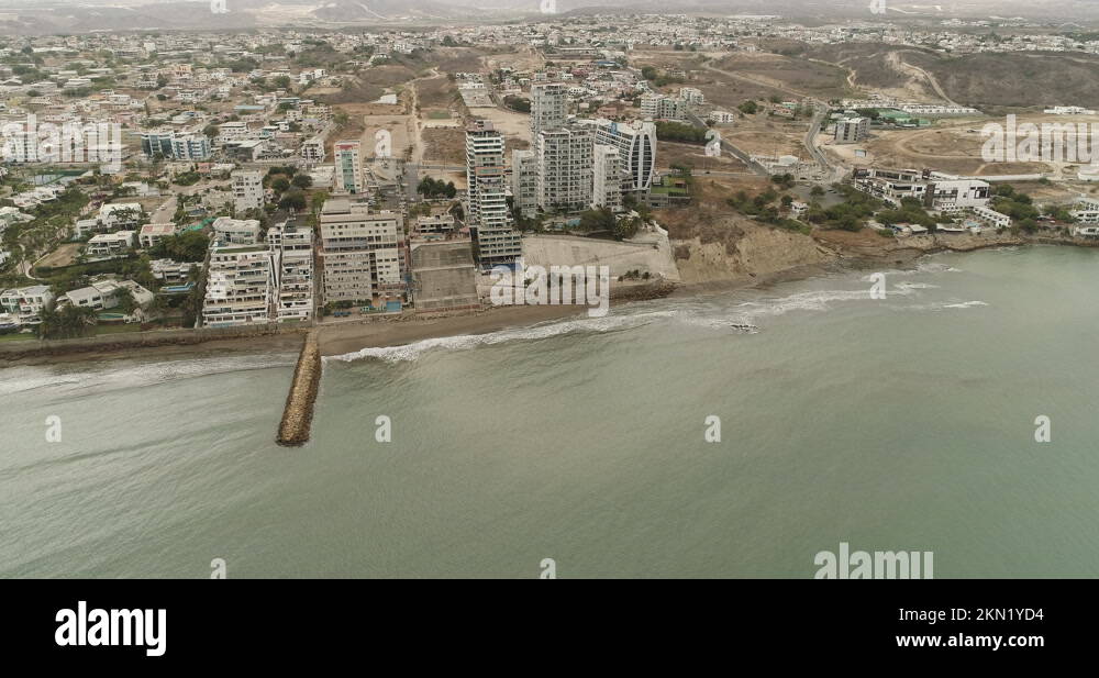Manta Ecuador Aereal Shoot of the sea side buildings Stock Video ...