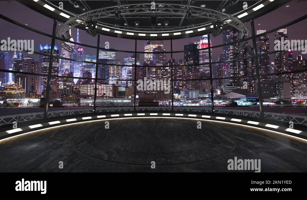 Virtual TV Studio News Set 36-A1. Green screen background. 3d Rendering ...