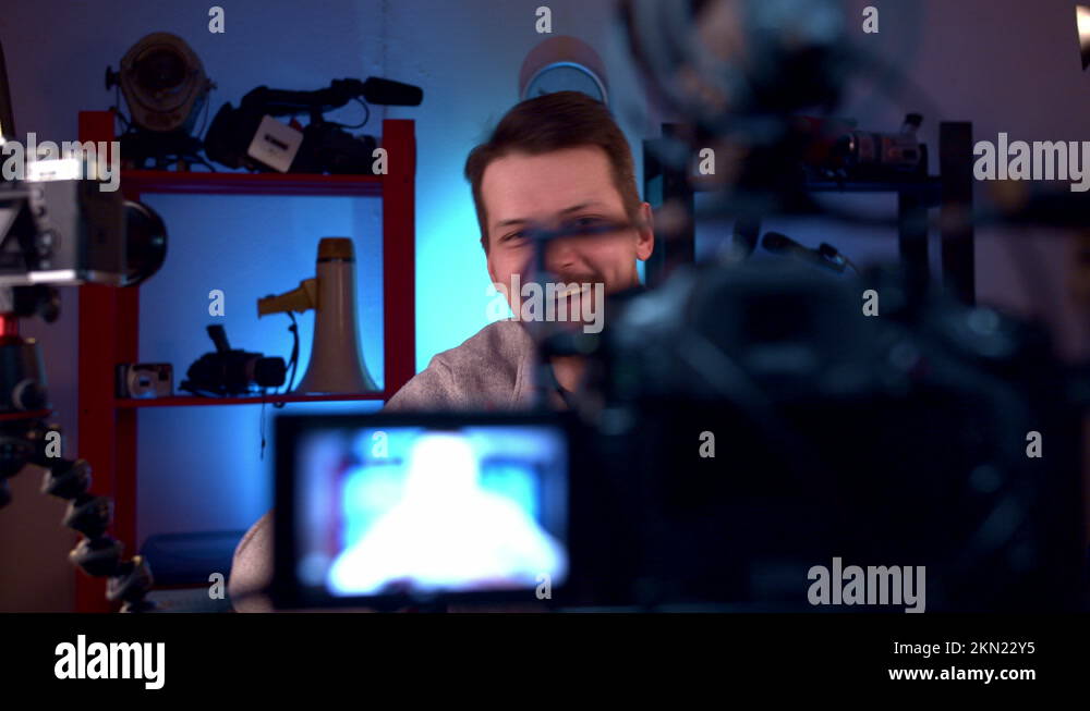 Vloger says goodbye to viewers, waves hand, turns off camera, falls ...