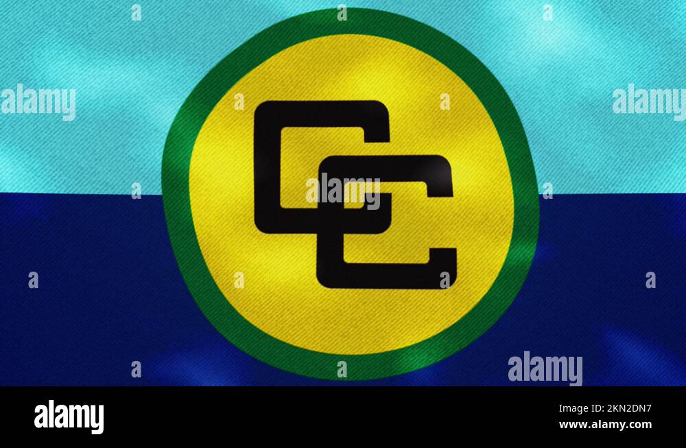 Caribbean Community dense flag fabric wavers, background loop Stock ...