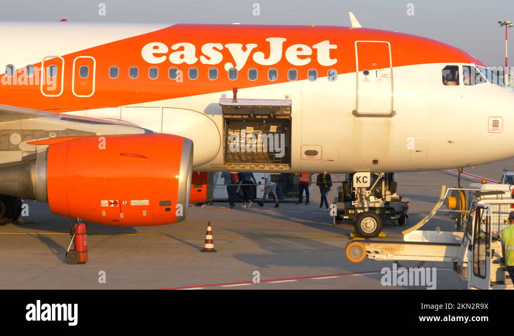 Open Luggage Compartment And Cargo Section Of EasyJet Airbus At Bergamo ...