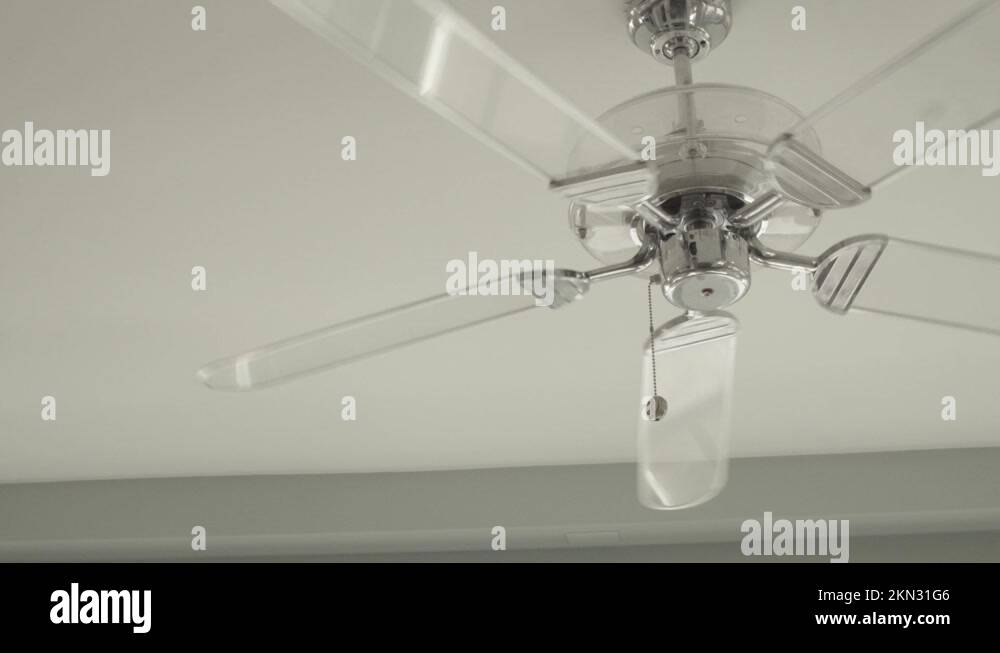 Overhead Ceiling Fan Spinning Slow Featuring See Through Clear Blades ...