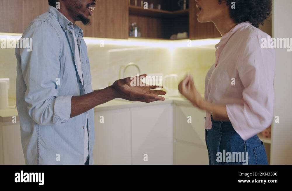 Upset wife accusing husband in couple fight, jealousy and cheating ...