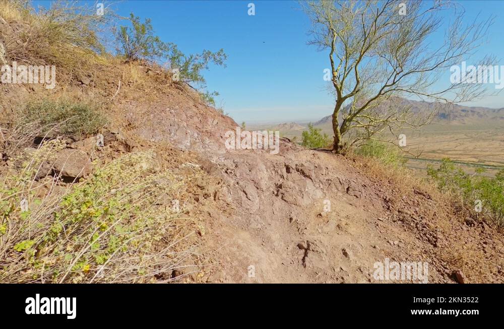 Walking Through Mountain Trails Of Picacho Peak State Park In Pinal ...