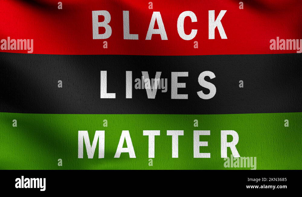 BLM flag or Black Lives Matter flag, Marcus Garvey blowing in the wind ...