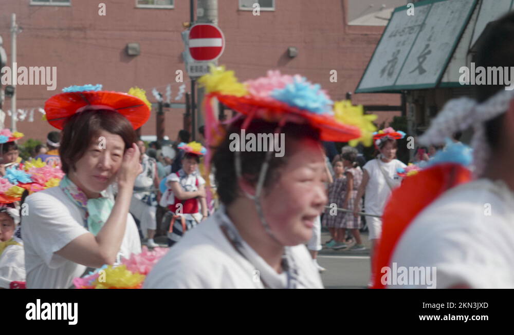 traditional festival parade of people in japanese city Stock Video ...