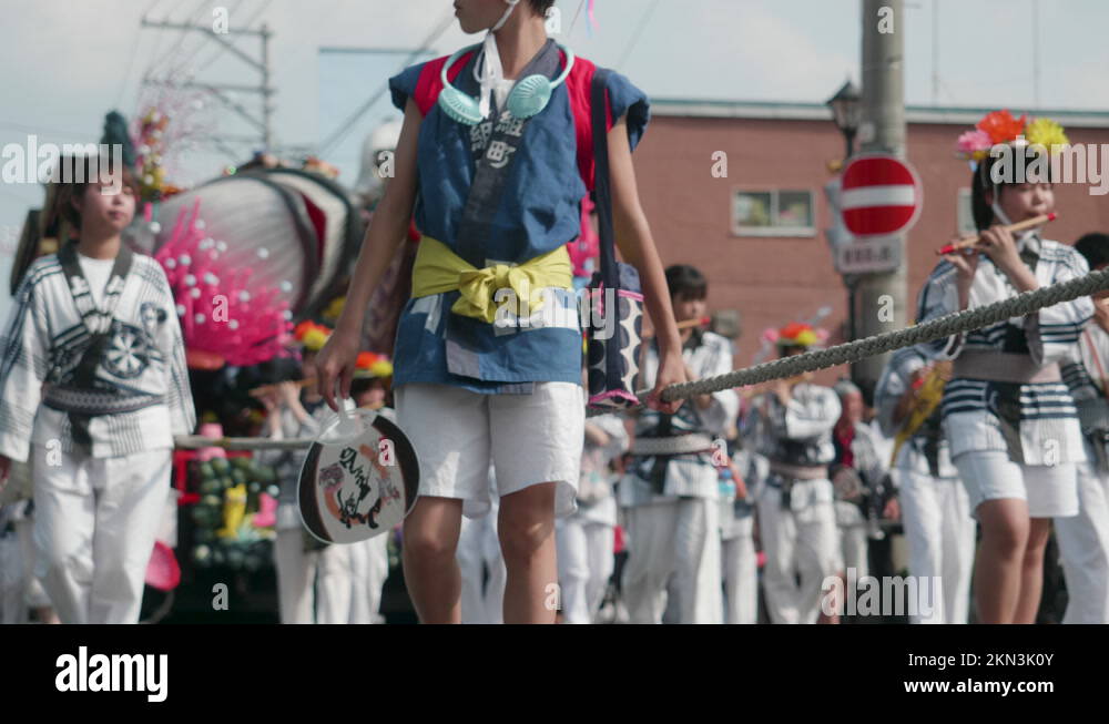 traditional festival parade of people in japanese city Stock Video ...