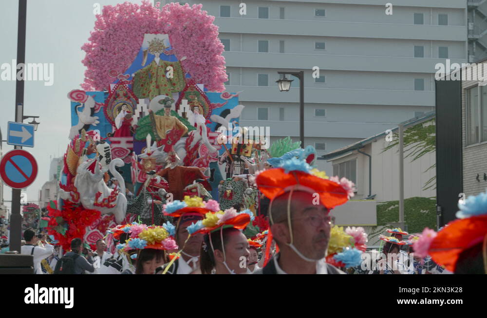 traditional festival parade of people in japanese city Stock Video ...