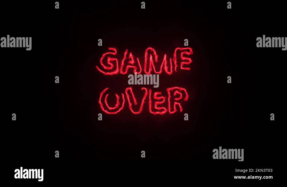 Game over neon letters glowing on a black background screensaver. Neon ...