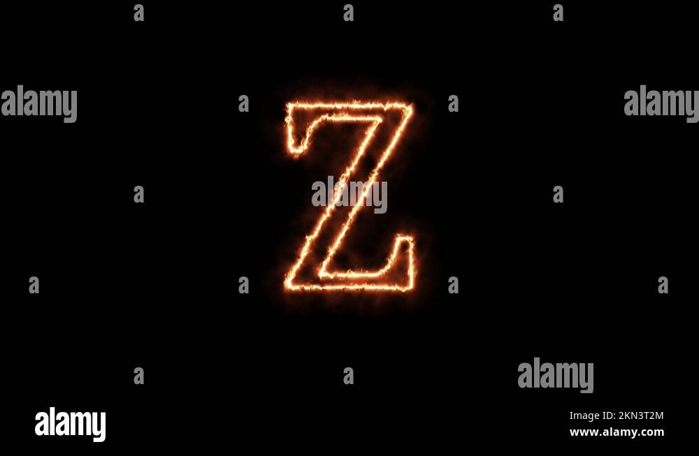 Letter Z fire. Animation on a black background the letter 4K video is ...