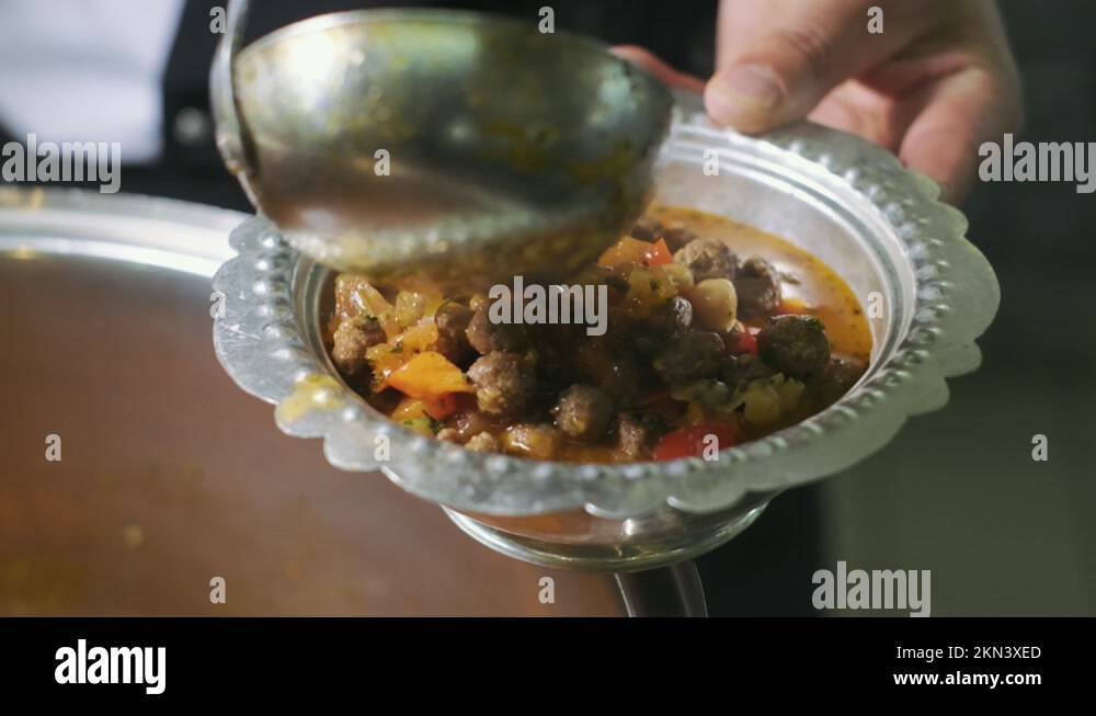Traditional Turkish food in a copper bowl. traditional cuisine culture ...