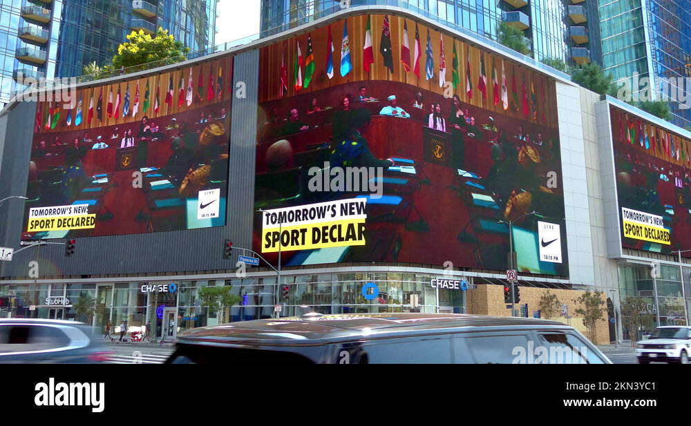 Big digital visual advertising billboards on facade of the building ...