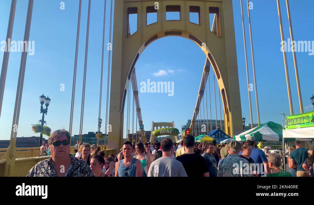 Andy Warhol Bridge, also known as the Seventh Street Bridge, spans the ...