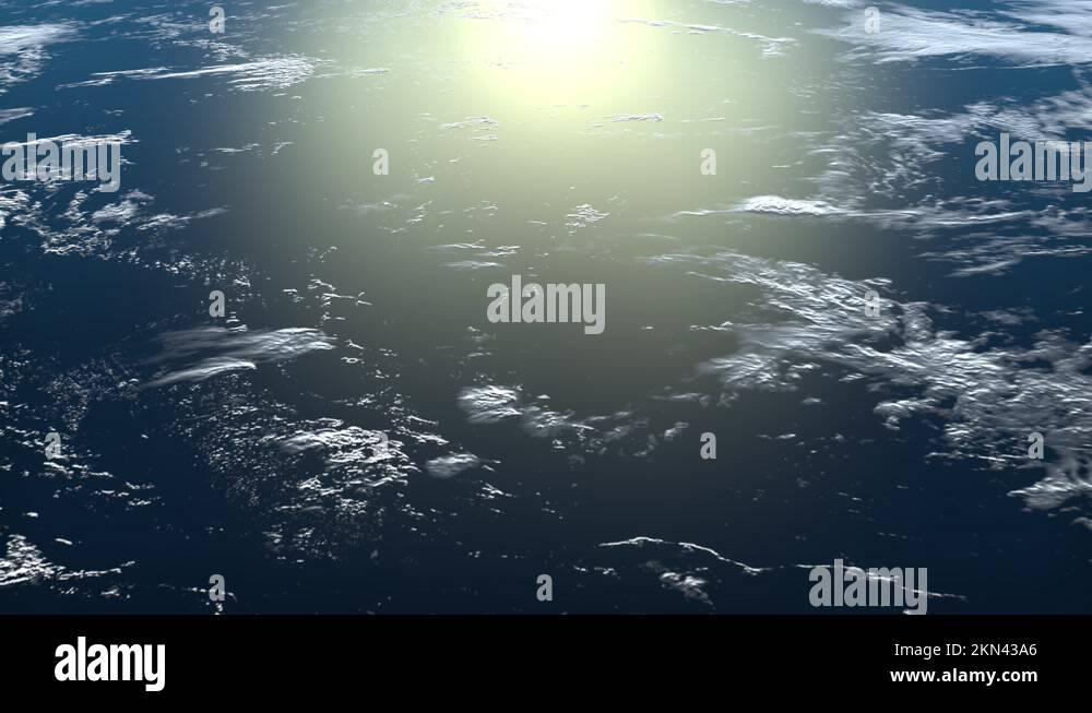 Earth from space. The earth slowly rotates and approaches.. Realistic ...